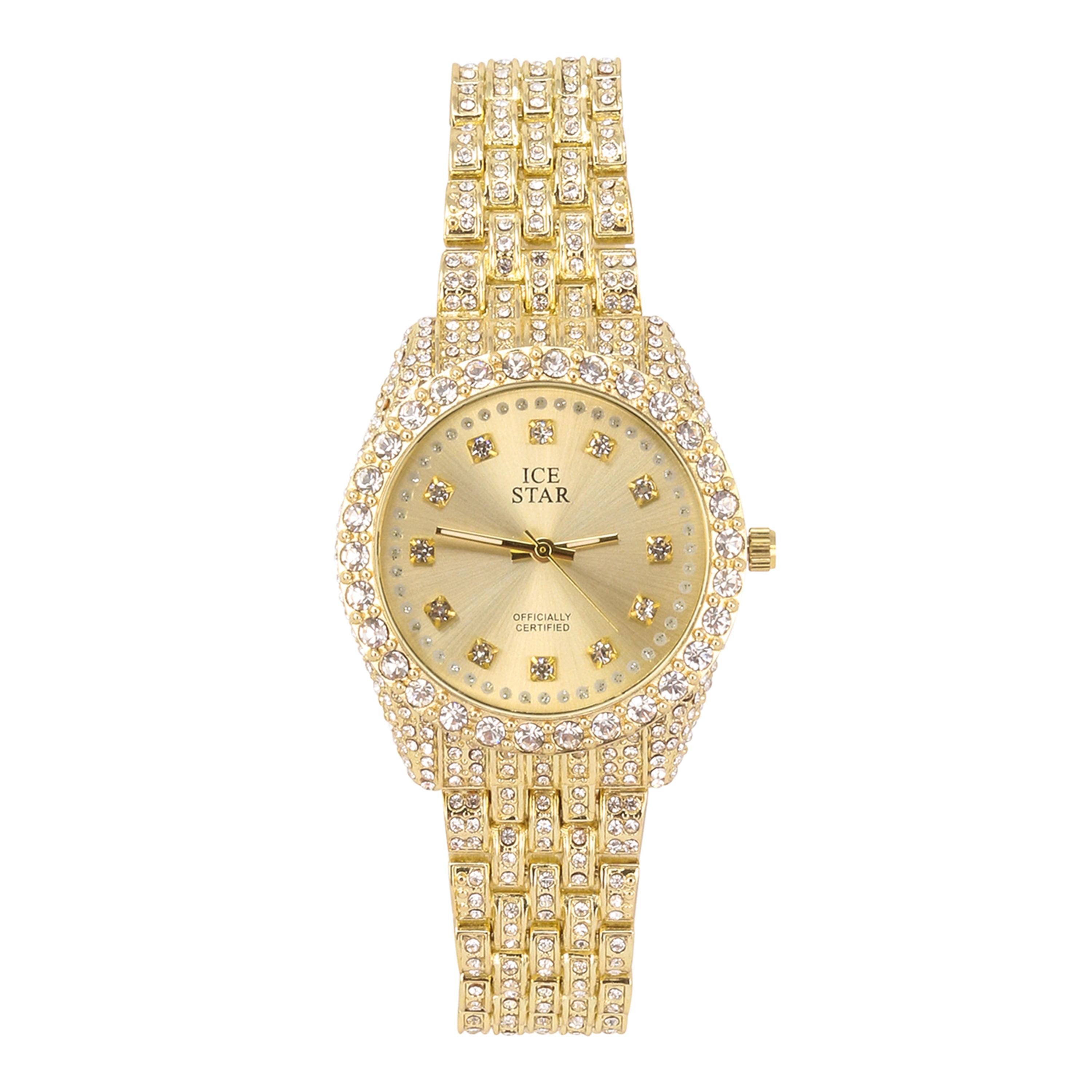Elegant Women's 32mm Iced Diamond Watch - Shiny Sleek Dial with ...