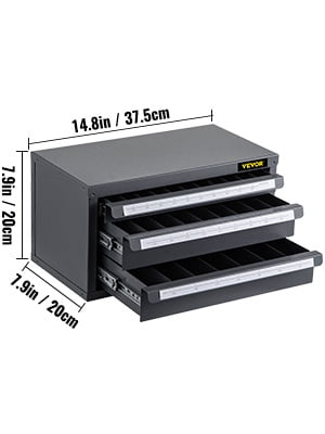 Buy VEVORbrand Drill Bit Dispenser Cabinet, Three-Drawer Drill Bit ...