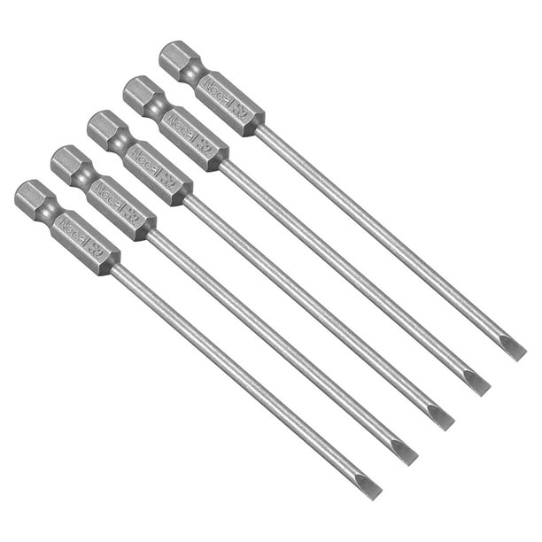 5 Pcs 1/4" Hex Shank 100mm Length Magnetic SL3 Slot Head Screwdriver ...