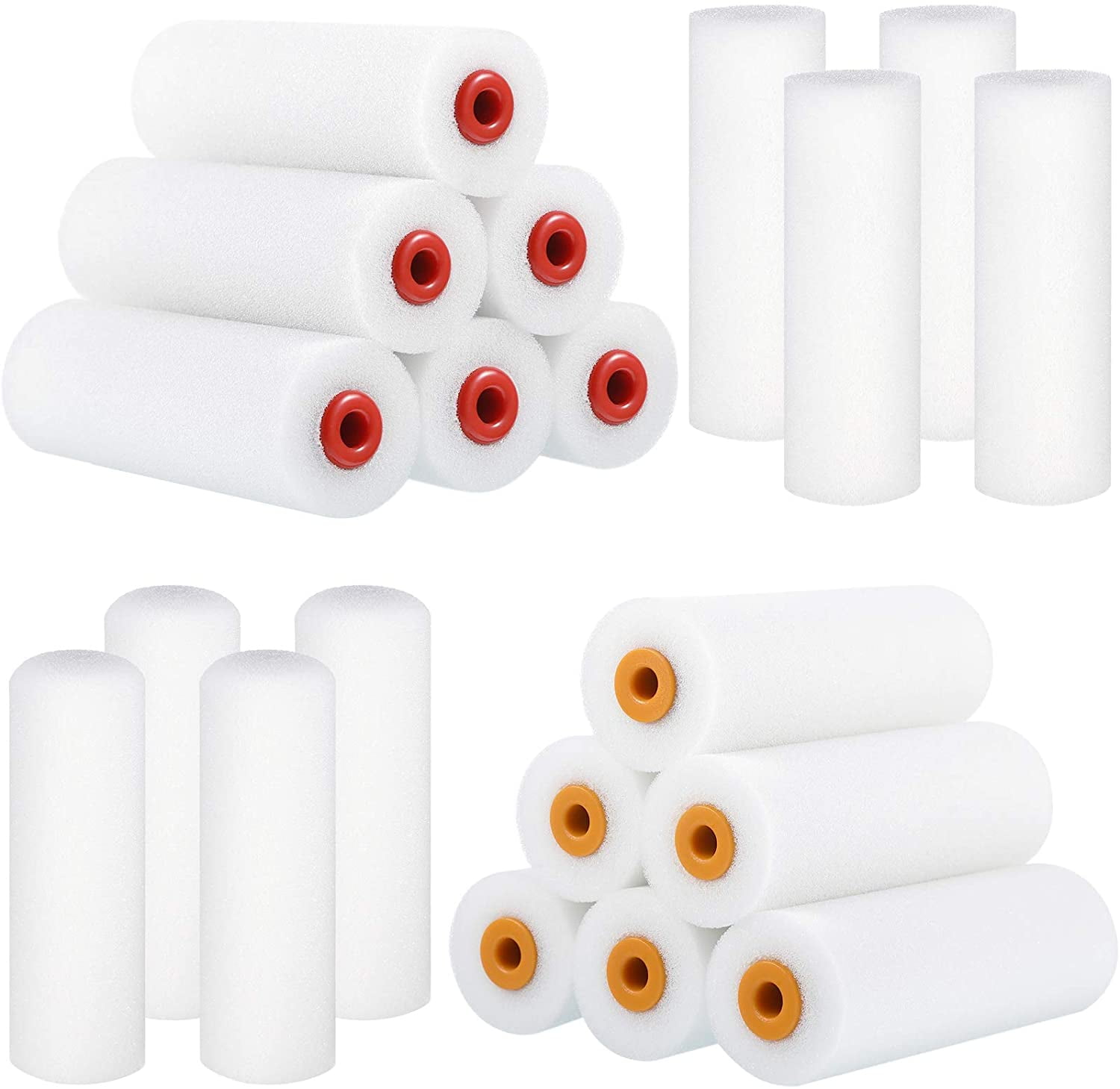 HEIBIN20 Pieces 4 Inch Foam Roller Refills Small Foam Paint Rollers ...