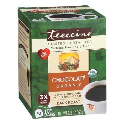 Teeccino Herbal Coffee Chocolate Organic, Dark Roast - 10 Tea Bags ...