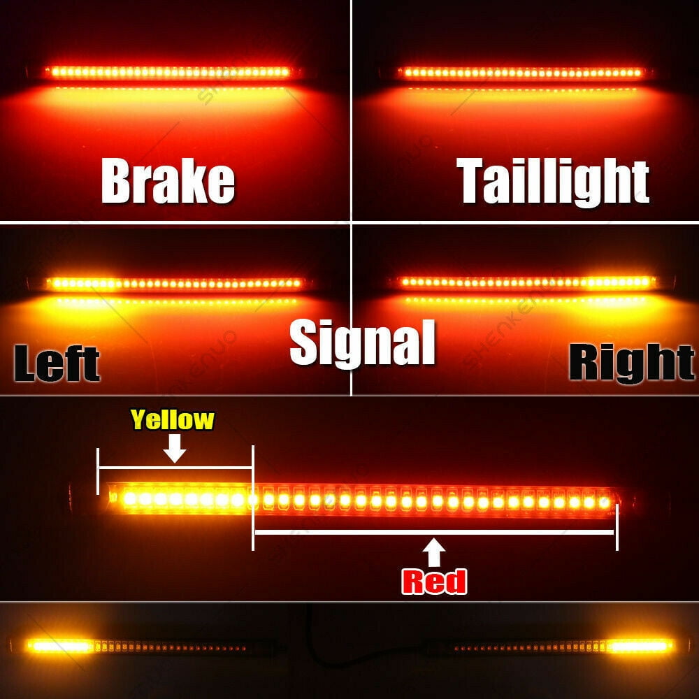 Motorcycle 48 LED Flexible Strip Light Integrated Tail Brake Stop Turn ...