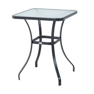 Sonoma Steel & Glass Bistro Table with Woven Rim, 27.17 x 25 x 25 in ...