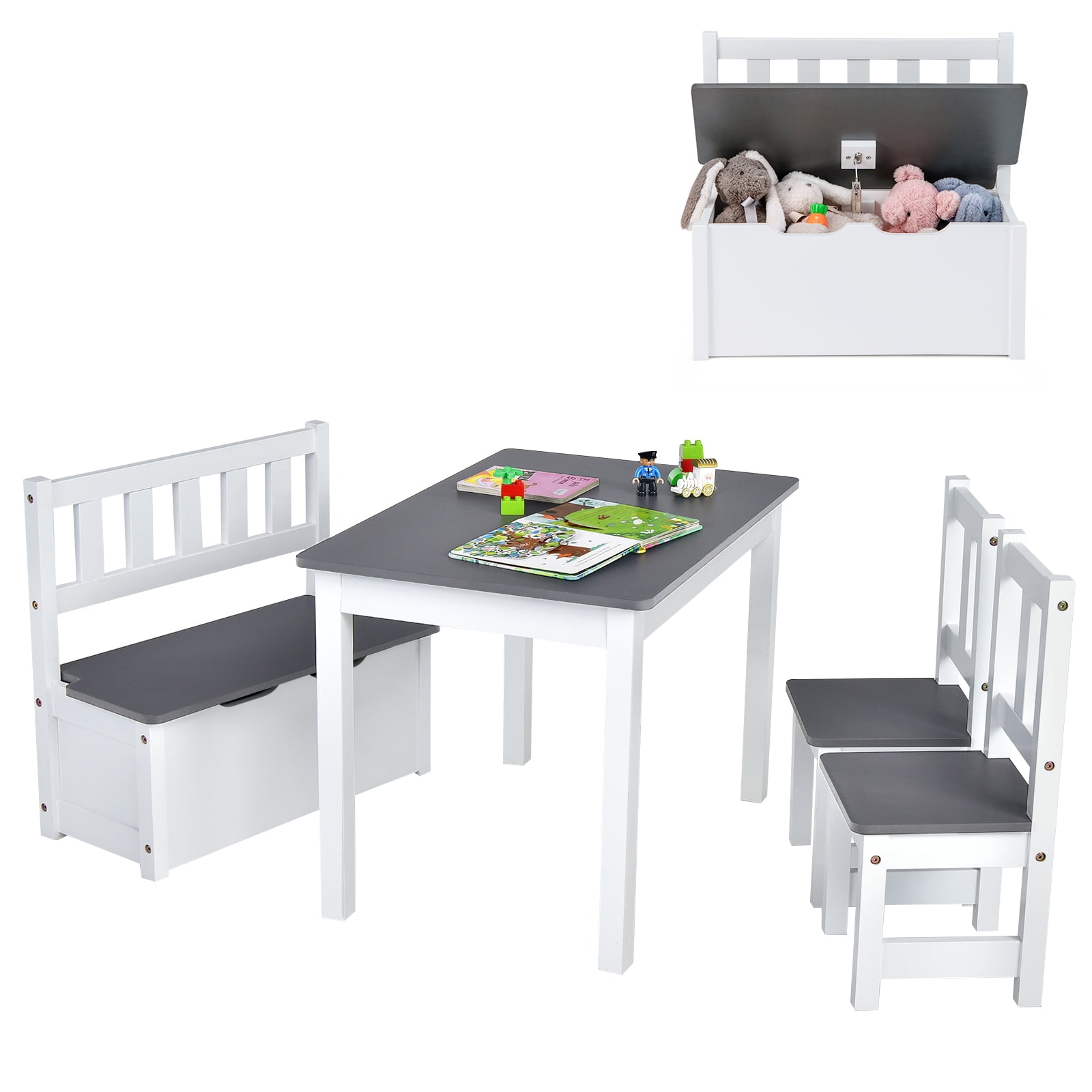 Click here for Costway 4 Pcs Kids Wooden Activity Table & Chairs... prices