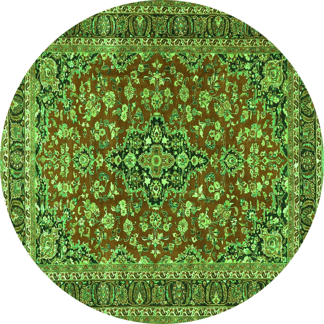 Ahgly Company Indoor Round Persian Green Traditional Area Rugs, 6 ...