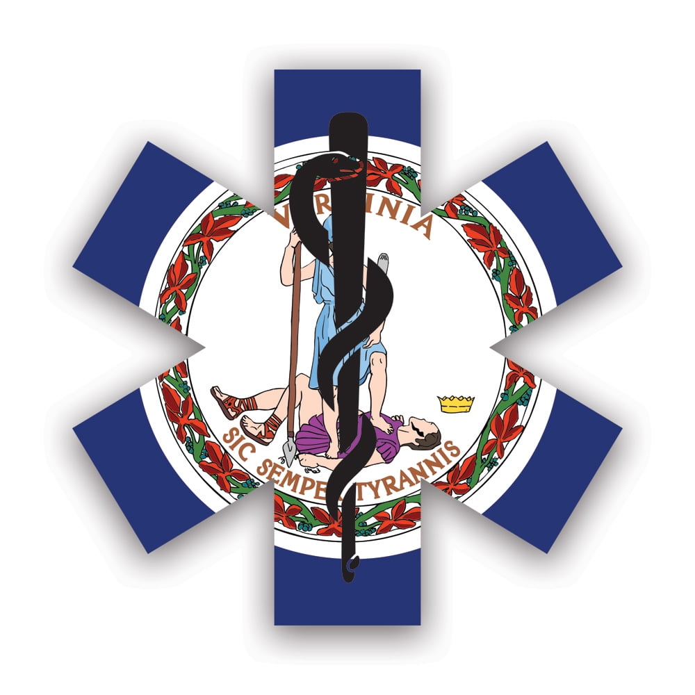 Virginia Star of Life Flag Sticker Decal - Self Adhesive Vinyl ...