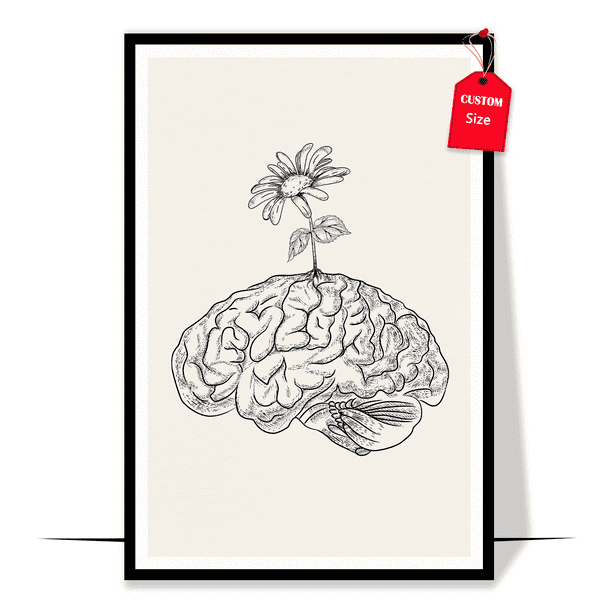 LOLUIS Brain Bloom Poster, Brain Anatomy Poster Psychology, Mental ...