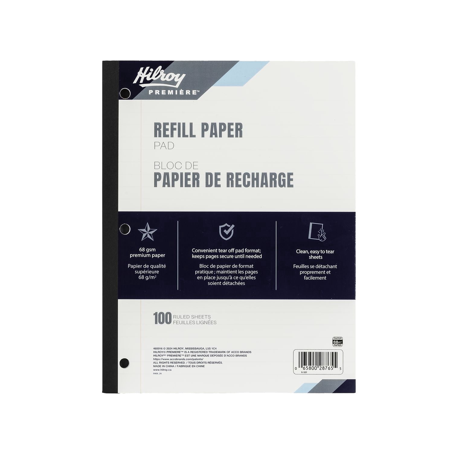 Hilroy Core+ Refill Paper Pad, 200 pages, Glued, Premium 68gsm White ...