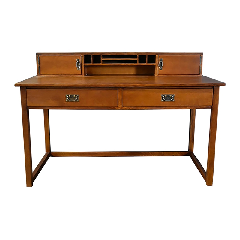 Crafters and Weavers Arts and Crafts Wood Library Table with Hutch in ...