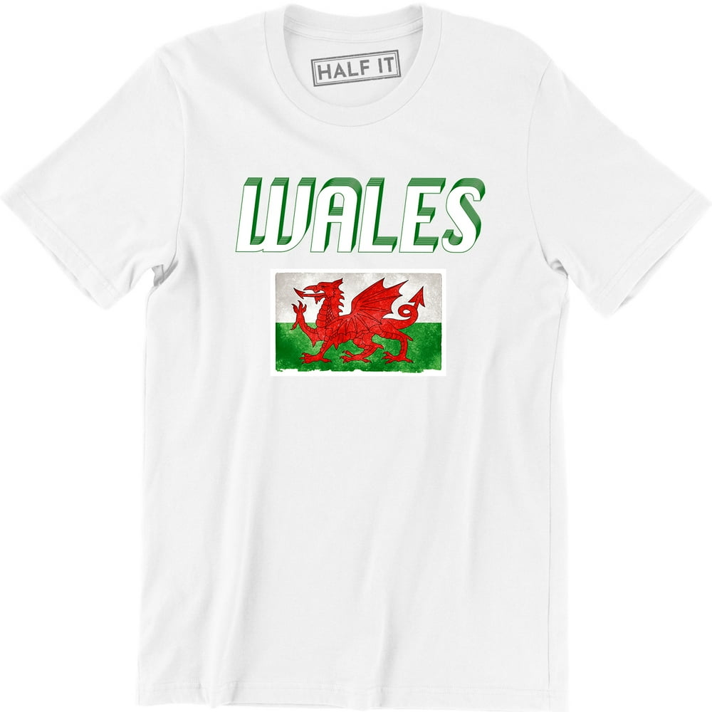 Half It - Wales Nation Distressed Flag Welsh Football Gift Men's Tee ...