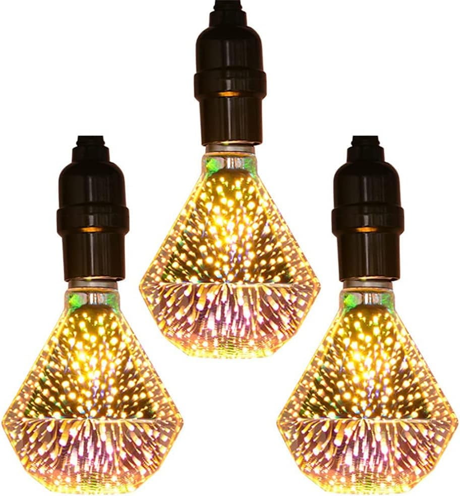 LINLIN 3 Pcs 3D Fireworks Decorative Light Bulb, E27 Base, 4W, AC85 ...