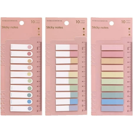 3 Pack 600 Pieces Index Tabs with Ruler,Reading Notes, Notebook, Books ...