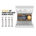 20 Pack of Silver Aluminum Screw Posts, 32mm Metal Chicago Screw Post ...