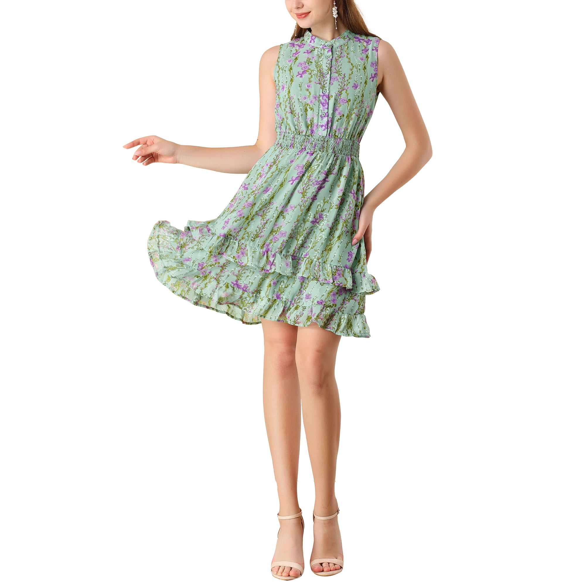 Click here for Inspire Chic Juniors Floral A-Line Smocked Waist R... prices