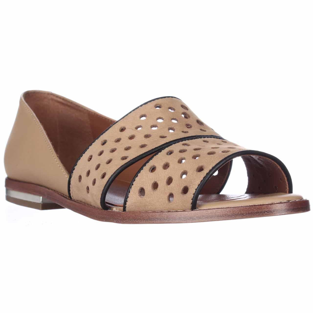 Womens Rebecca Minkoff Sadie Peep Toe Perforated Flats - Tan - Walmart.com
