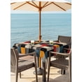 Abstract Color Block Square Outdoor Tablecloth with Umbrella Hole ...