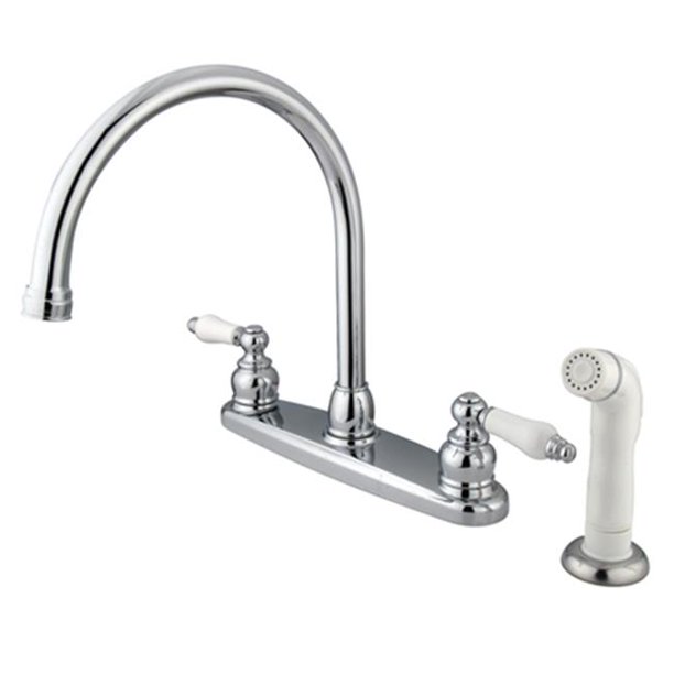 Double Handle Goose Neck Kitchen Faucet with White Sprayer - Walmart ...