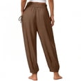Aoochasliy Women's Pants Cotton Linen Wide Leg Long Trousers Elastic ...