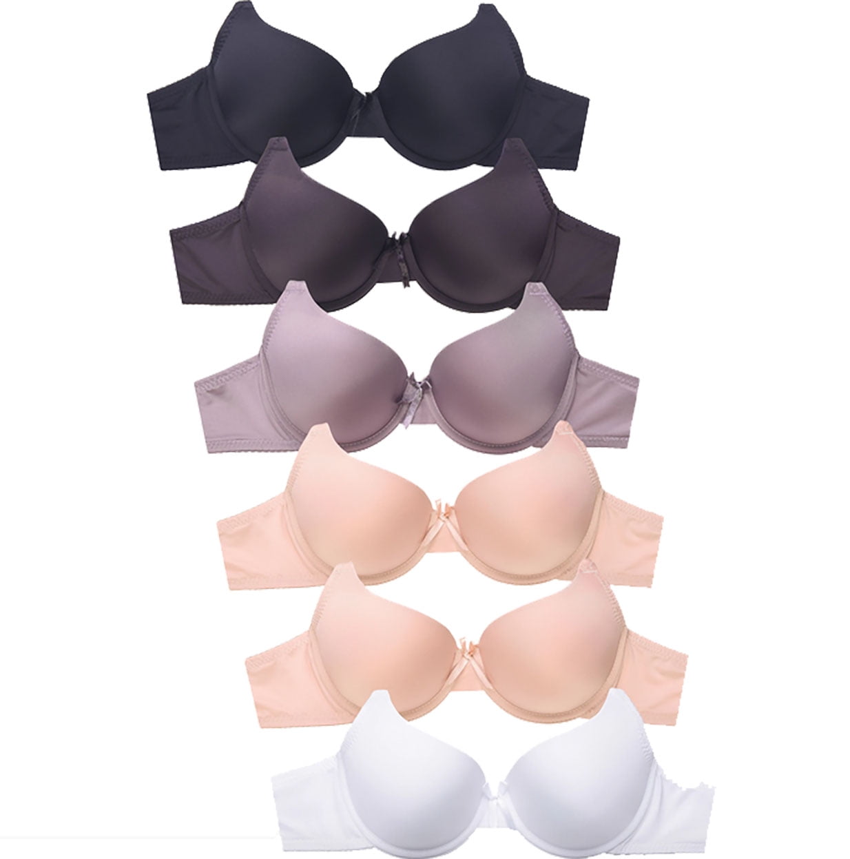 Pack of 6 pieces Women's Wired Basic Regular Padded Everyday Bras A/B/C ...