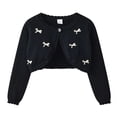 BCSIOAOI Girls Coat,Single Button Bow Applique Long Sleeve Knit Cropped ...