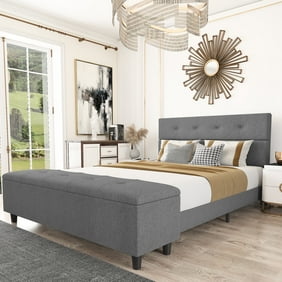 Furniture of America Amana Panel Bed, Queen, Silver and Dark Gray ...