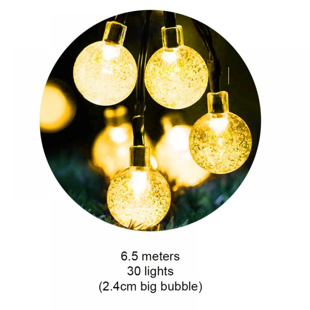 Solar Light String 30 LED Bubble Ball Lantern Christmas Day Garden ...