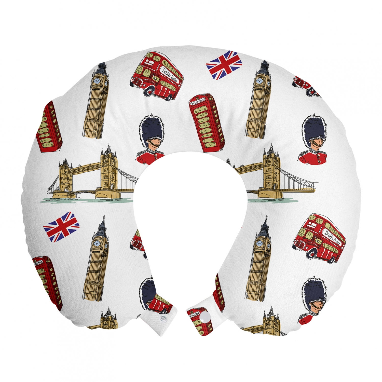 London Travel Pillow Neck Rest, Big Ben Tower Bridge Royal Guard ...