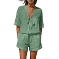 Chbgutlmr Cotton Linen Outfits for Women Summer 2 Piece Sets Short ...