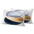Blue Gold Gray Color Block Waterproof Throw Pillow Covers Set of 2 ...