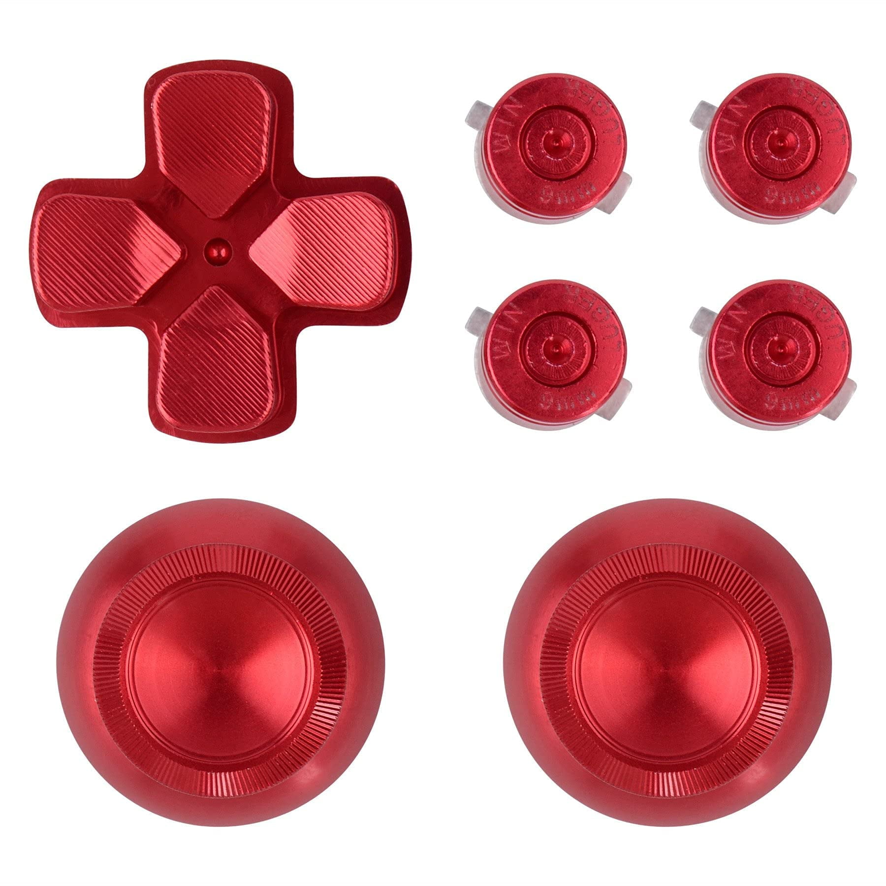 eXtremeRate Red Aluminum Analog Thumbsticks & Bullet Buttons & D-pad ...