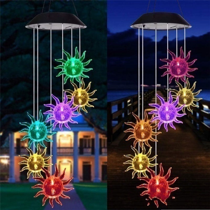 Notime Solar Color-changing Hanging Light Colorful Wind Chime Outdoor ...