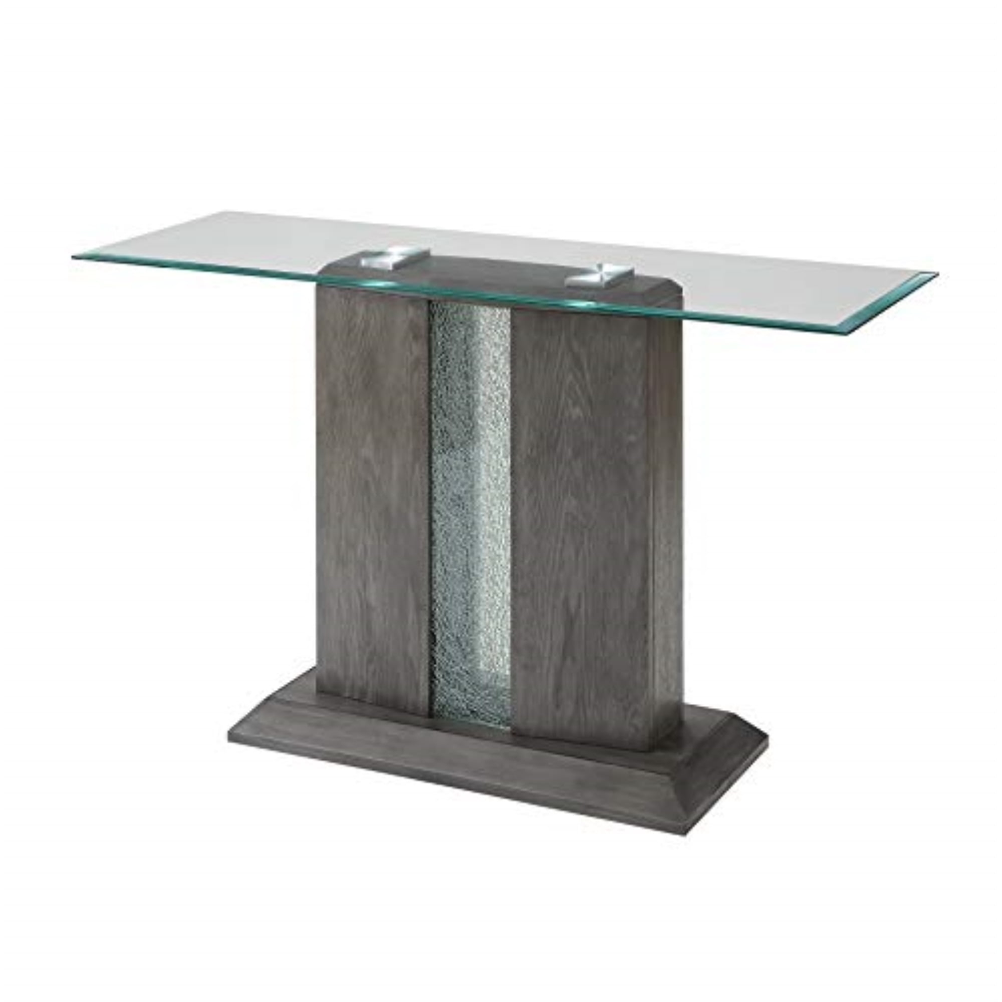 Acme Sofa Table With Gray Oak And Clear Glass Finish 80674 - Walmart.com