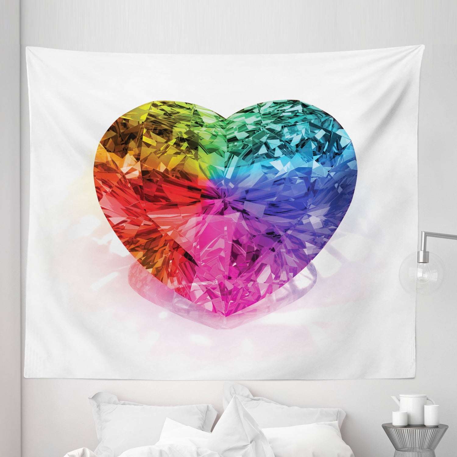 Colorful Tapestry, Heart Shape Colorful Diamond Love is Precious ...