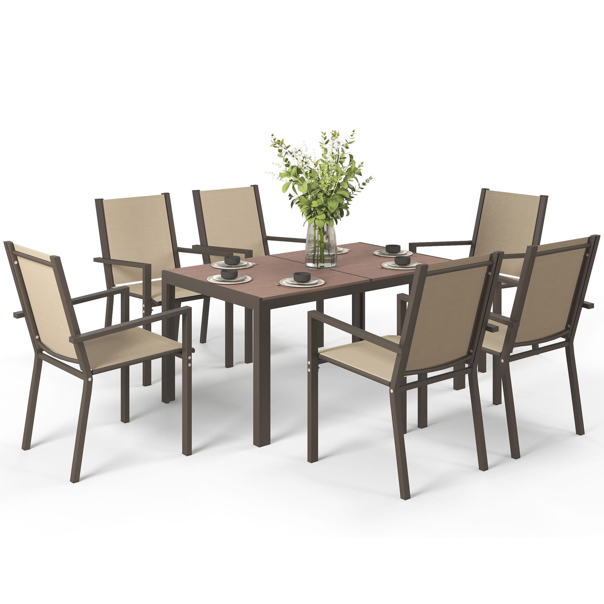 Click here for Unbranded 7-Piece Outdoor Dining Set With 59 Recta... prices