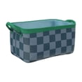 Blue Gray Checkered Canvas Basket with Handles for Organizing Boys and ...