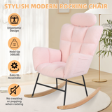 PAPROOS Modern Teddy Fabric Rocking Chair, Accent Rocker Chair with ...