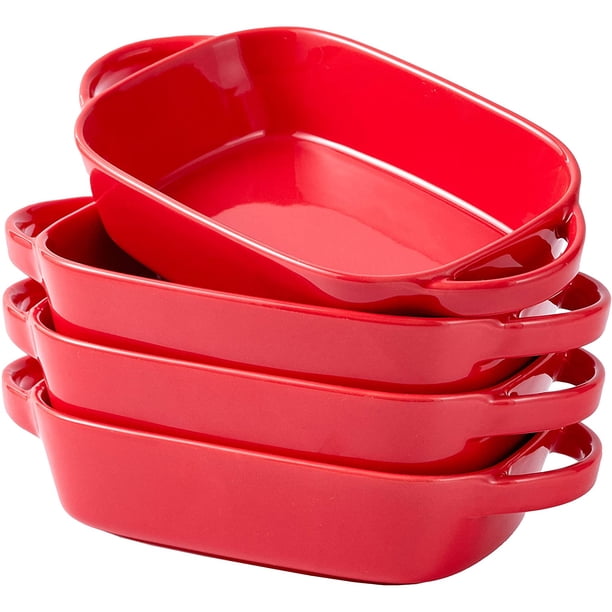 Set Of 4 Porcelain 7"x5" Baking Dish Oven Safe Roasting Lasagna Pan ...