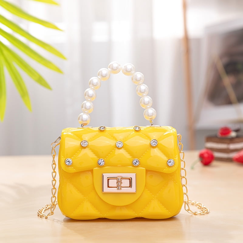 AIDAIBAG Mini Jelly Purse Flap Handbag with Pearls Top Handle Faux ...