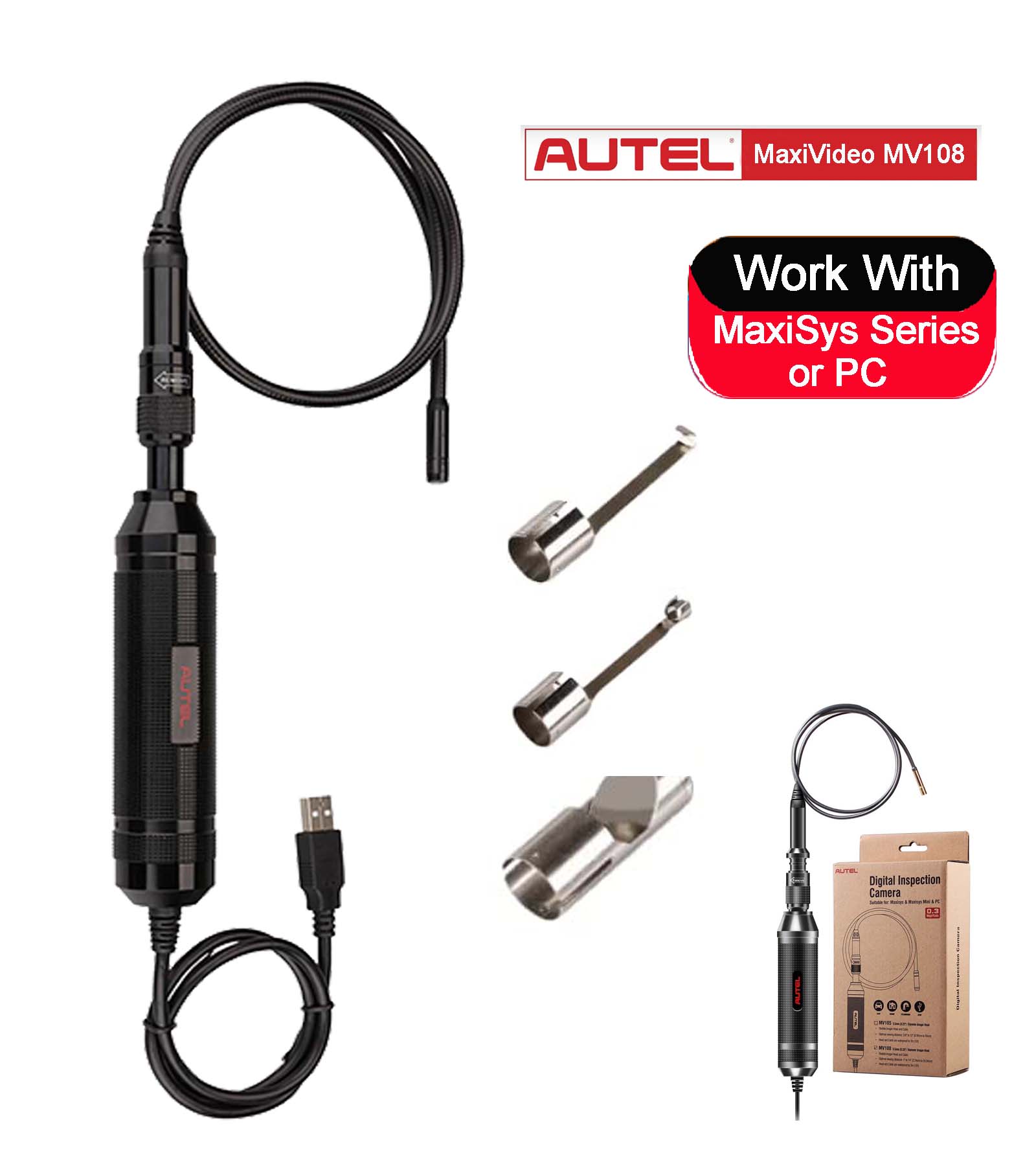 Autel MaxiVideo MV108 Digital Inspection Camera Video Scope with ...