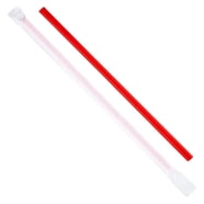 10-1/4 Inch Plastic Drinking Straw 7.5mm Pack of 300 Counts Red Plastic ...