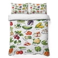3 Pieces King Quilt Set,Country Vegetables Soft Bedding Sets with 1 ...
