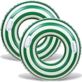 2 PCS Striped Pool Floats for Adults Swimming Rings Tube with Handles ...