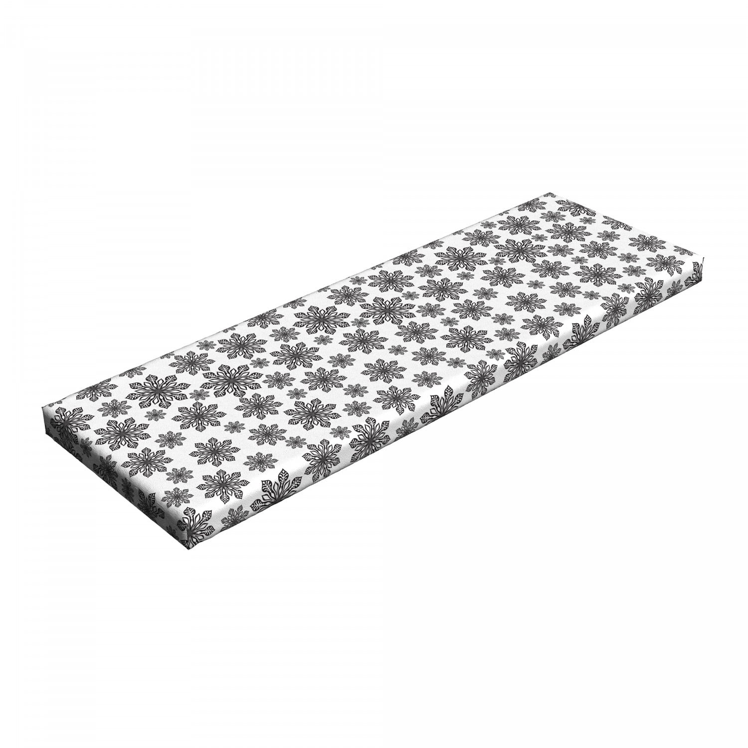 Snowflake Bench Pad, Monochrome Snowflakes Christmas Themed Composition ...