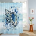 Bathroom Shower Curtain Watercolor Ocean Conch Flower Texture ...