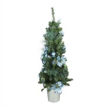 3' Pre-Lit Sparkling Sky Blue Pencil Artificial Christmas Tree - Blue ...