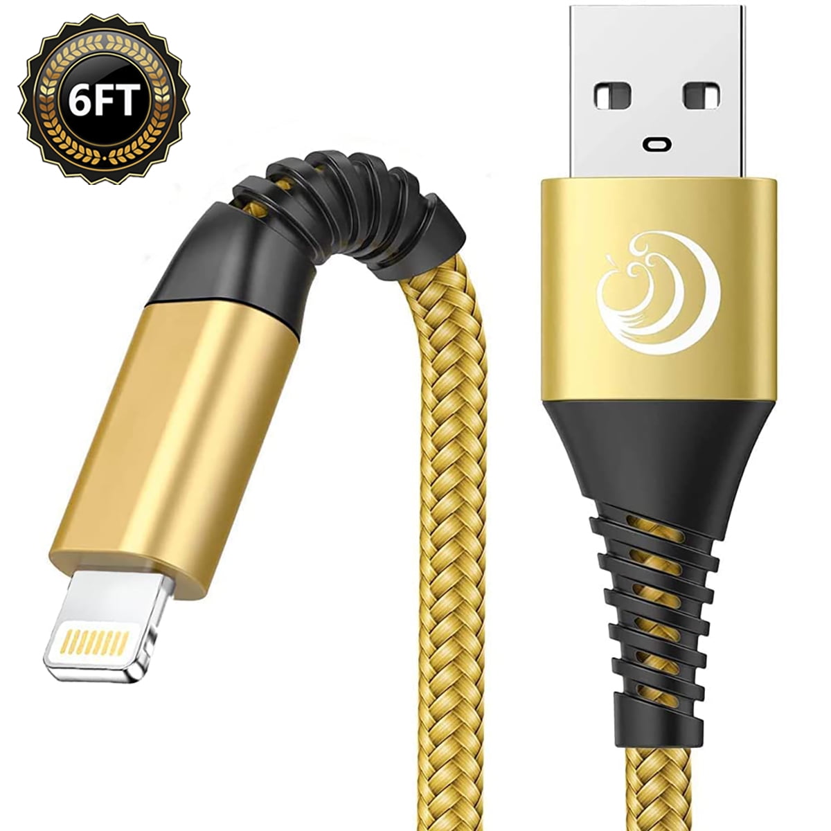 iPhone Charger Cord 6FT, Fast Lightning Cable Nylon Braided iPhone ...