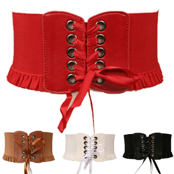 Sunsiom Sunsiom Womens Lady Stretch Buckle Waist Belt Wide Lace