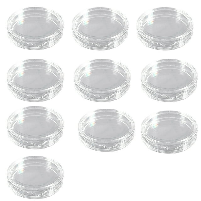10Pcs Clear Transparent Plastic Round Coin Capsule Collecting Storage ...