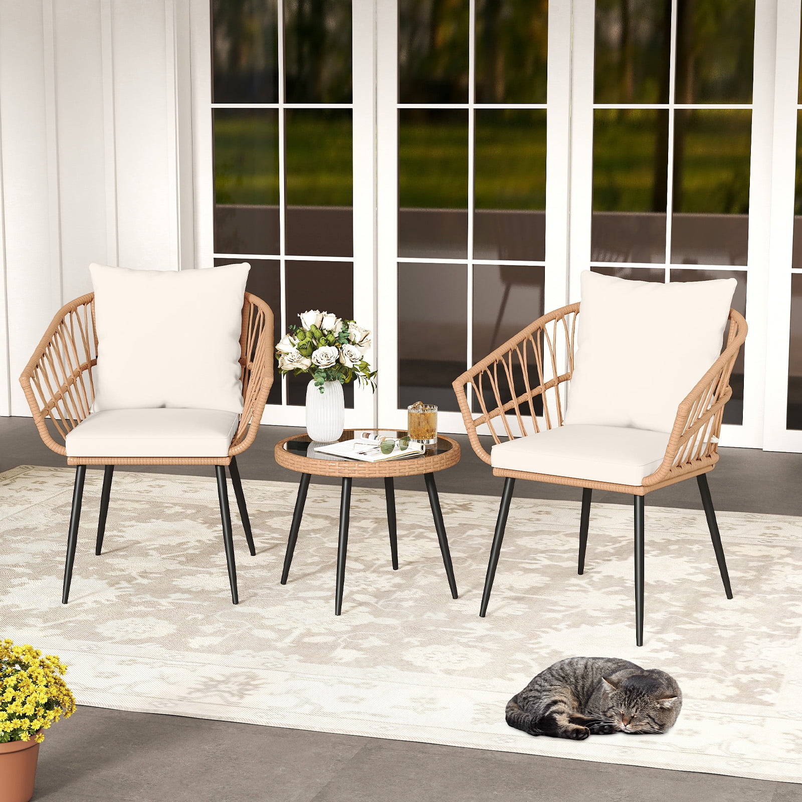 Click here for Costway 3pcs Patio Bistro Set With Soft Cushions... prices