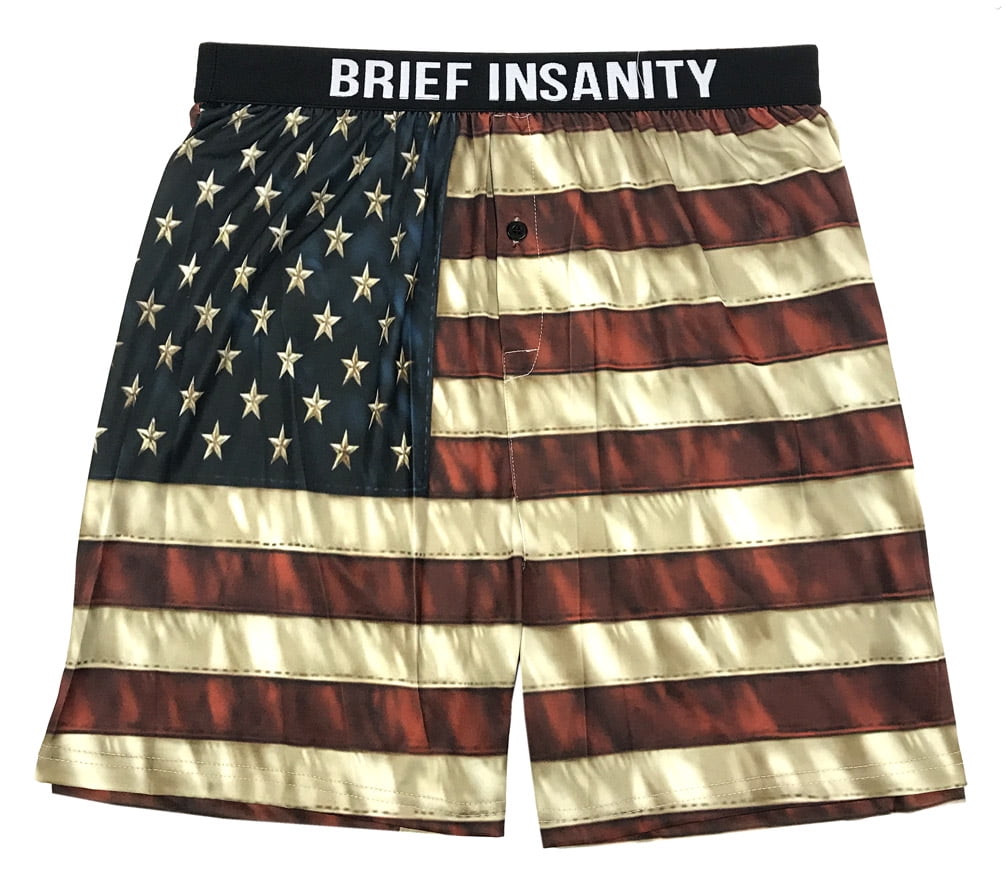 Brief Insanity Men's American Flag Commando Boxer Shorts Underwear Red ...